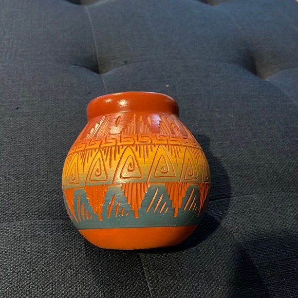 Accents | Hand Made Cut And Glazed Pottery Jar Aztecmexican Design ...